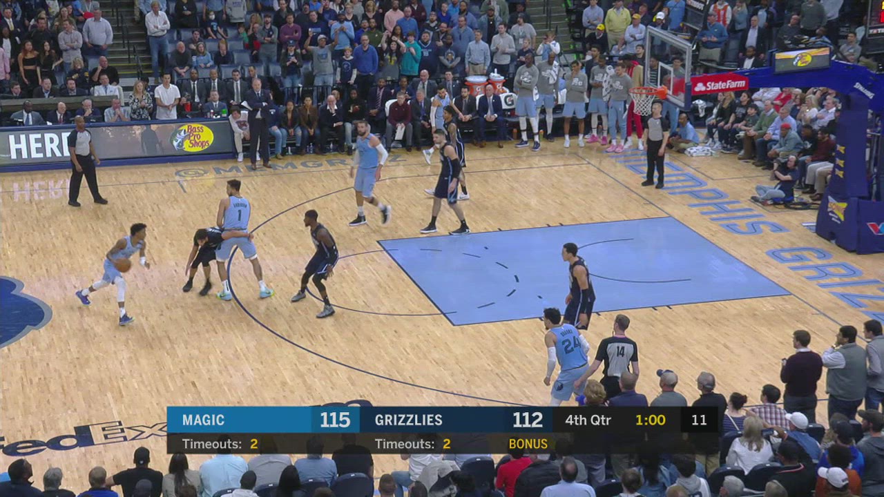 Restricted Area Block/Charge: Magic @ Grizzlies | NBA Official
