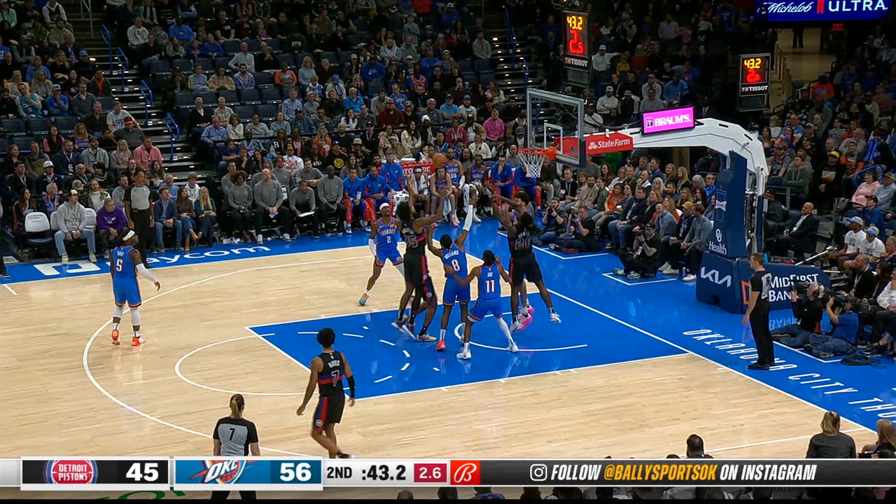 Shot Clock Violation: Pistons @ Thunder | NBA Official