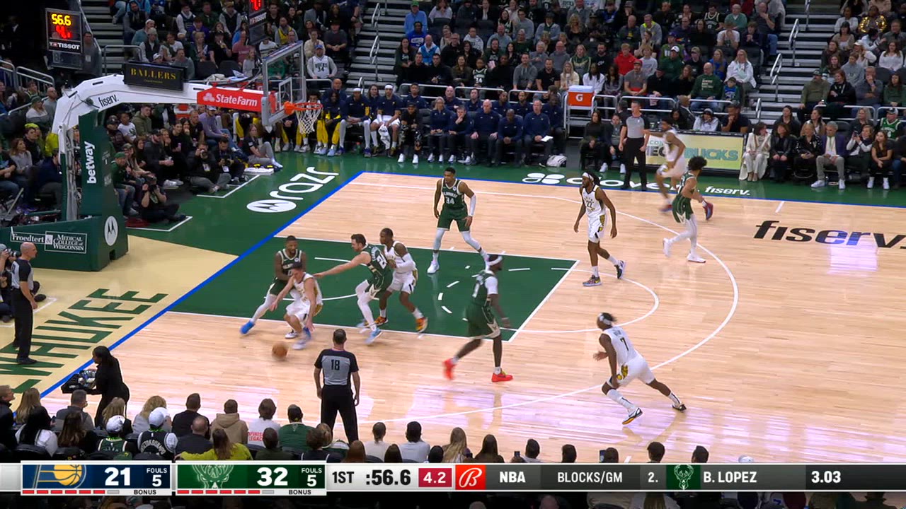 Shot Clock Violation: Pacers @ Bucks | NBA Official
