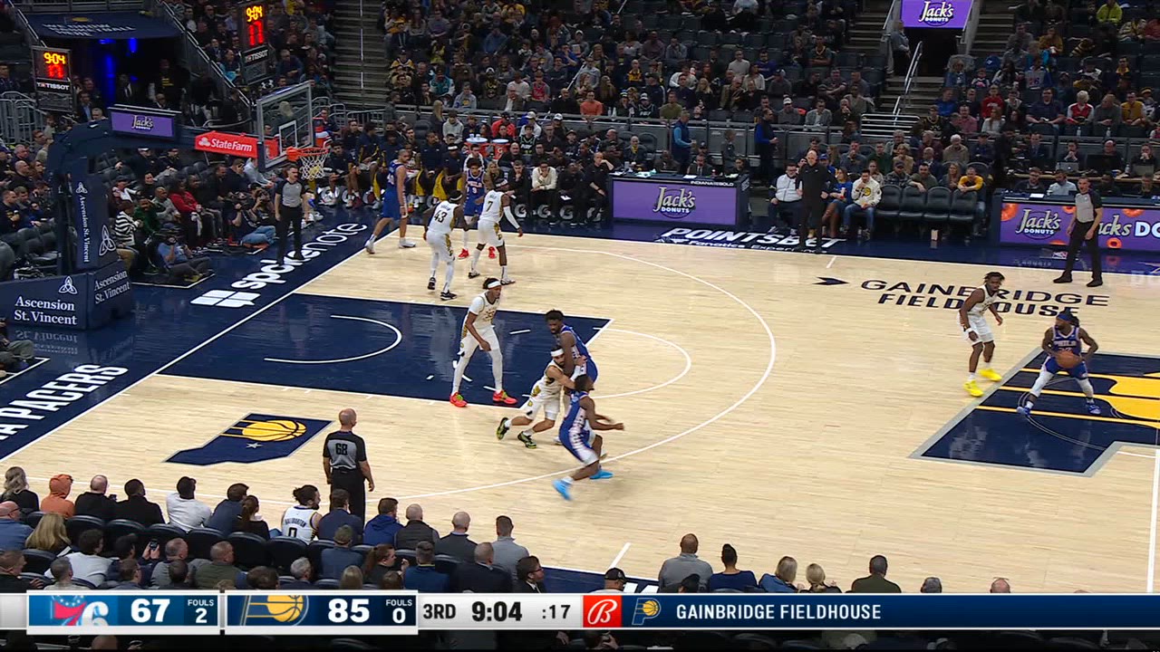 Clear-Path-To-The Basket-Foul: 76ers @ Pacers | NBA Official
